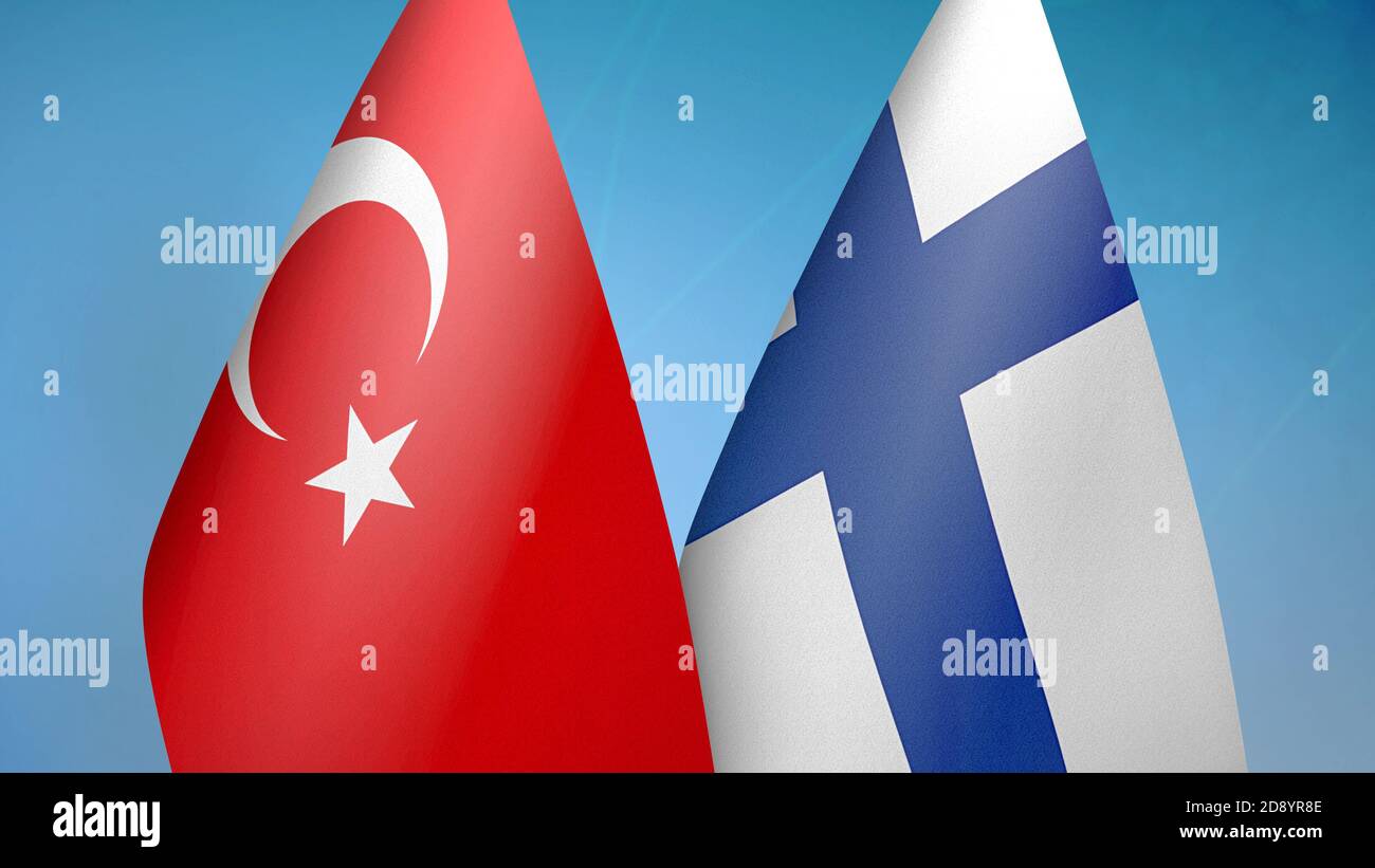 Turkey and Finland two flags Stock Photo - Alamy