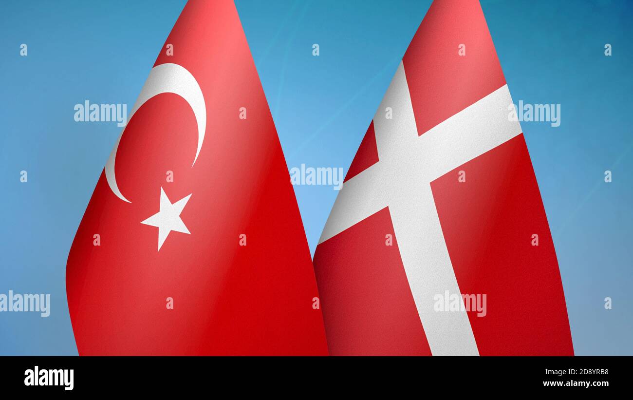 Turkey and Denmark two flags Stock Photo - Alamy