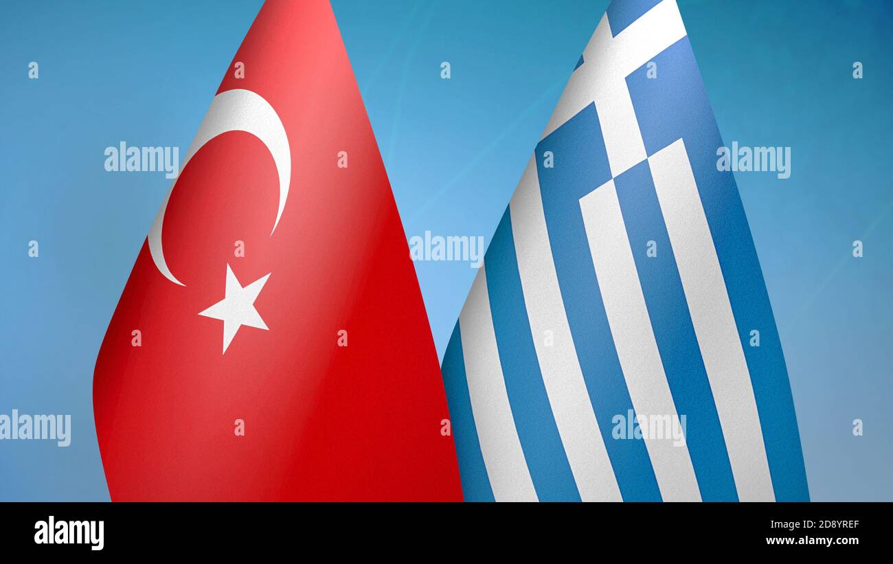 Turkey and Greece two flags Stock Photo - Alamy