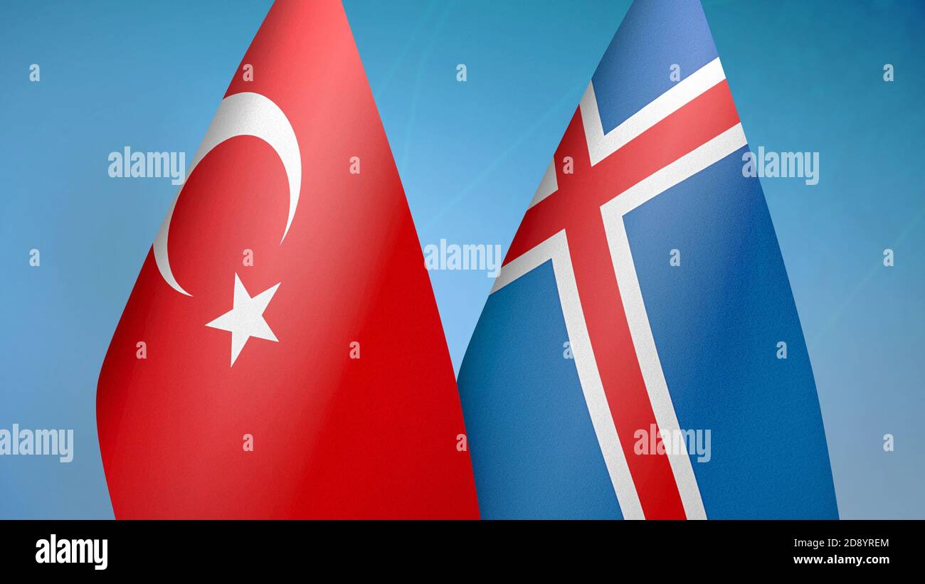 Turkey and Iceland two flags Stock Photo - Alamy