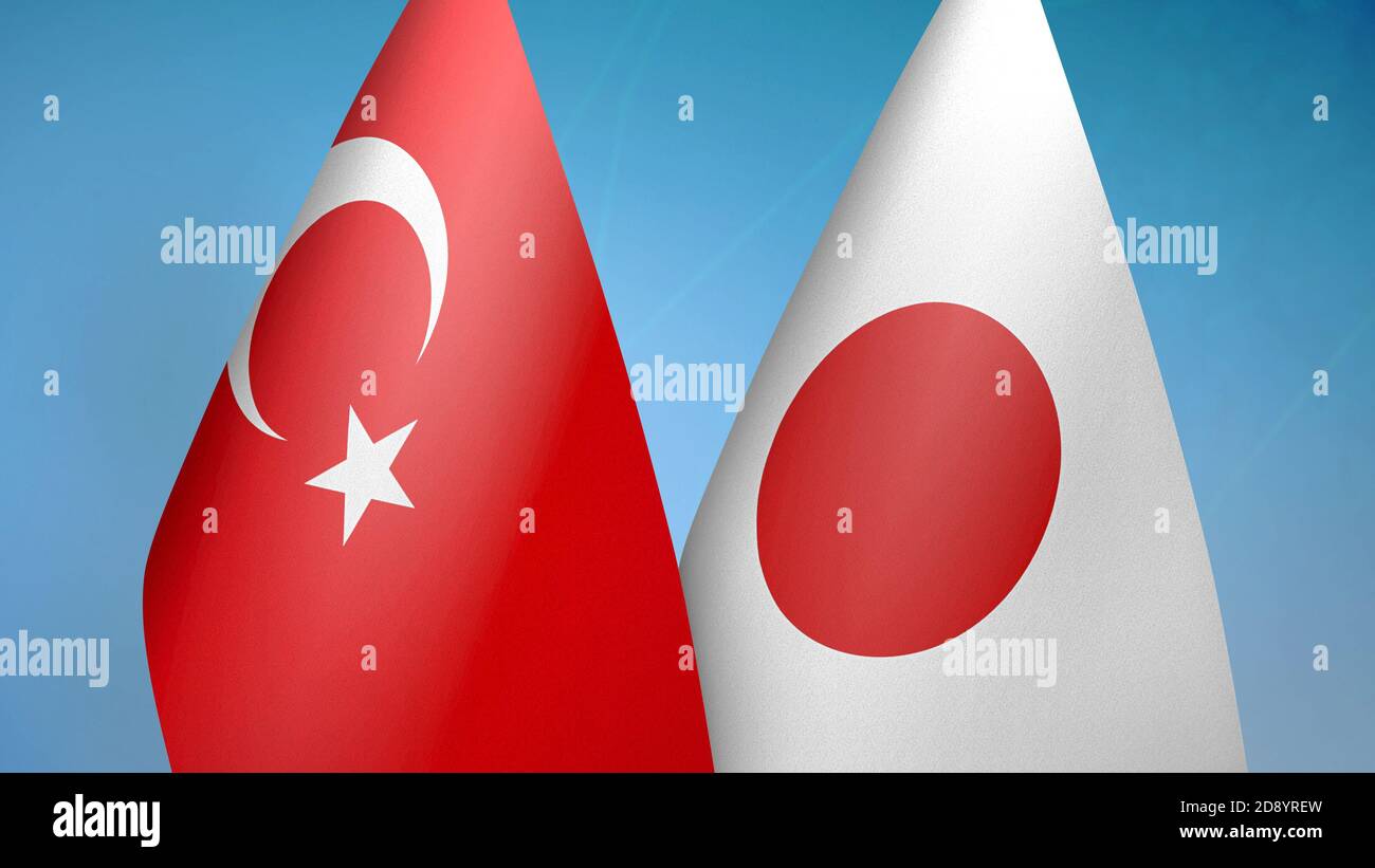 Turkey and Japan two flags Stock Photo - Alamy