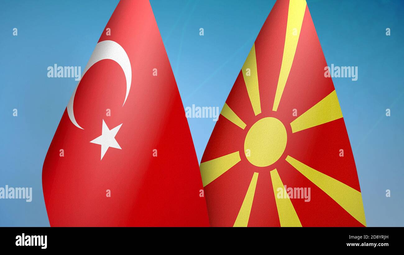 Turkey and North Macedonia two flags Stock Photo - Alamy