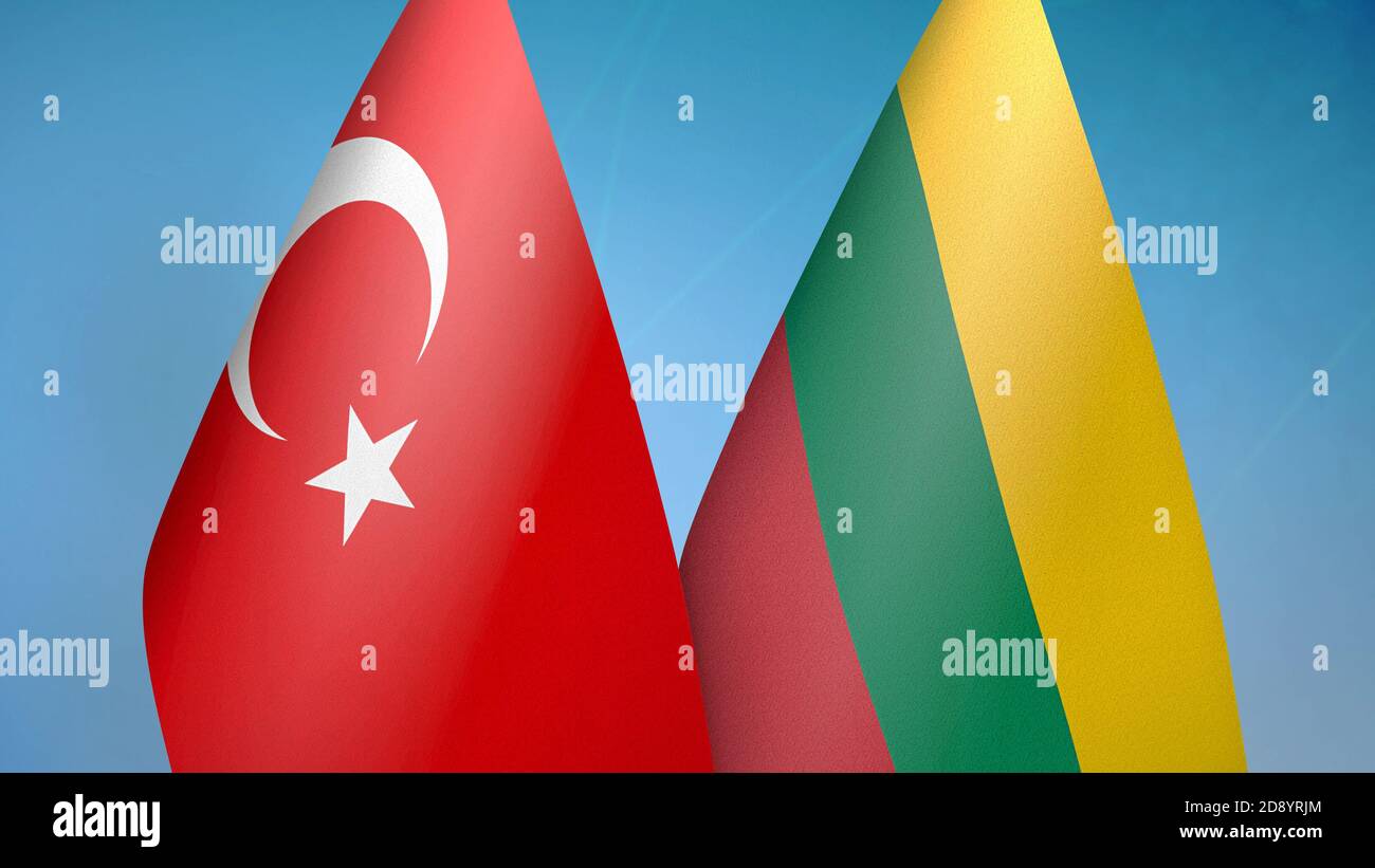 Turkey and Lithuania two flags Stock Photo - Alamy