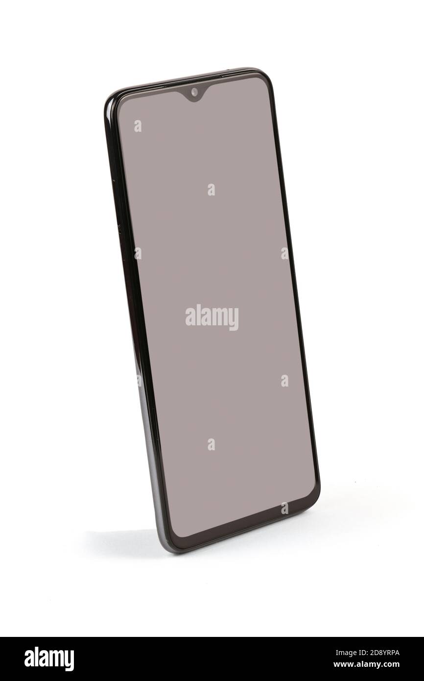 Black mobile smartphones with blank screen. isolated on white ...