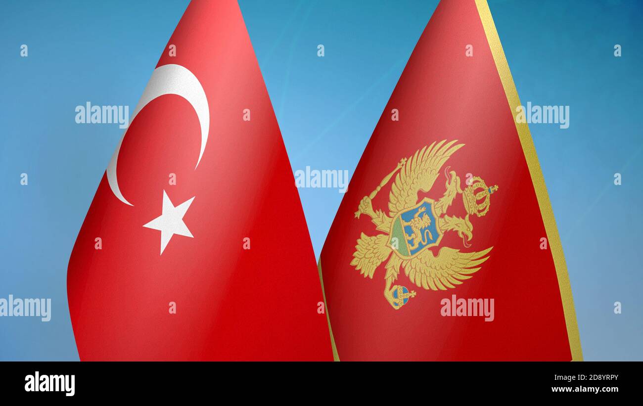 Turkey and Montenegro two flags Stock Photo - Alamy