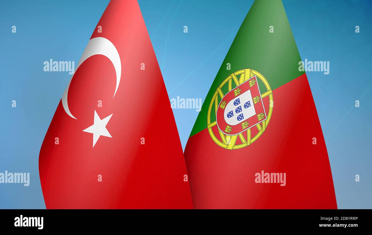 Turkey and Portugal two flags Stock Photo - Alamy
