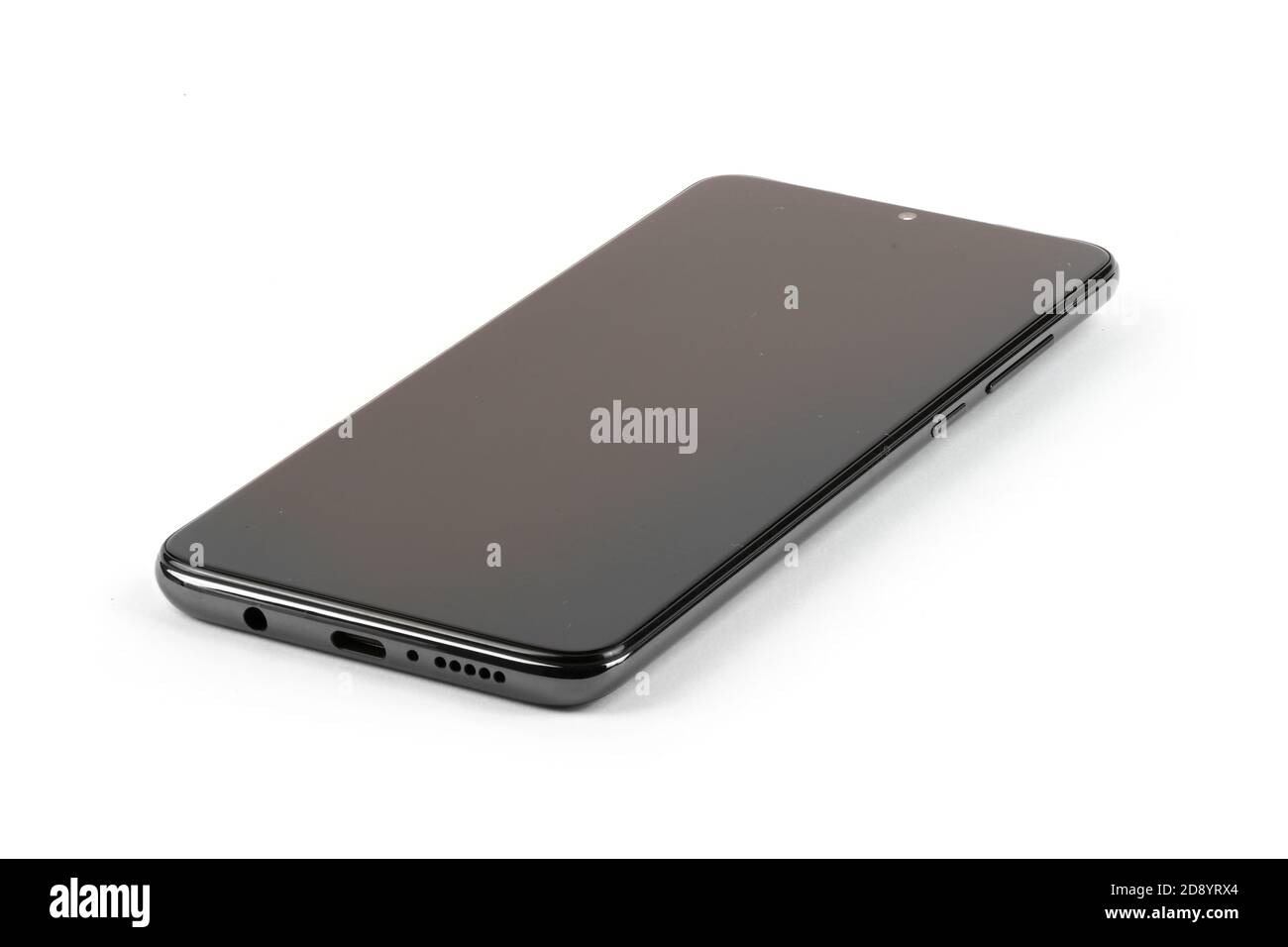 Black mobile smartphone with blank screen. isolated on white background ...