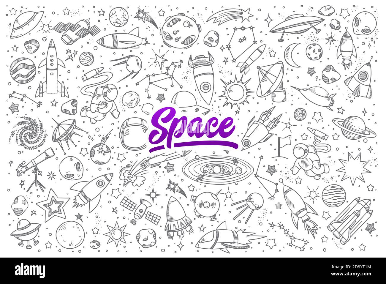Rocket hand drawn sketch Cut Out Stock Images & Pictures - Alamy