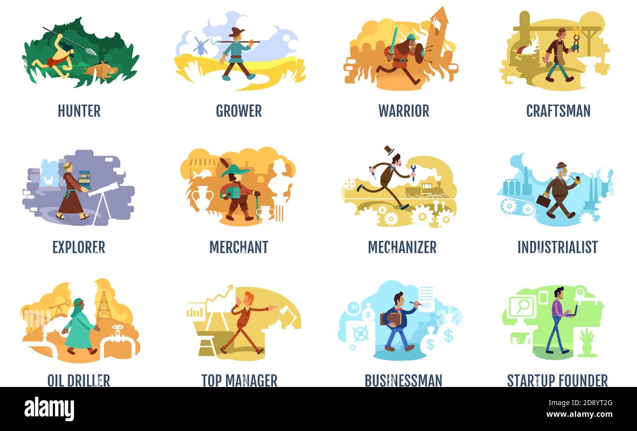 Historical period people 2D vector web banner, poster set Stock Vector ...