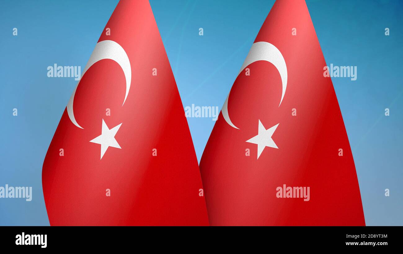 Turkey two flags blue background Stock Photo - Alamy