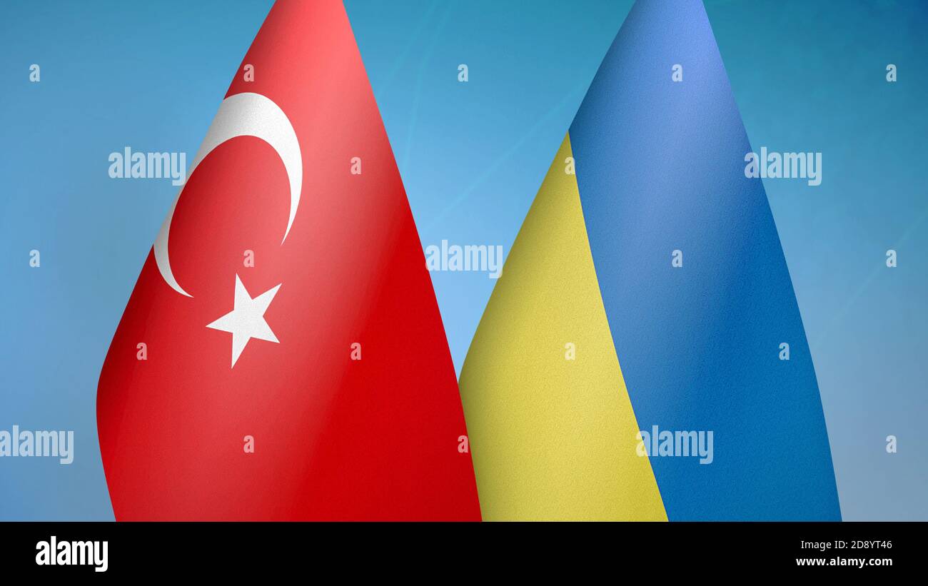 Turkey and Ukraine two flags Stock Photo - Alamy