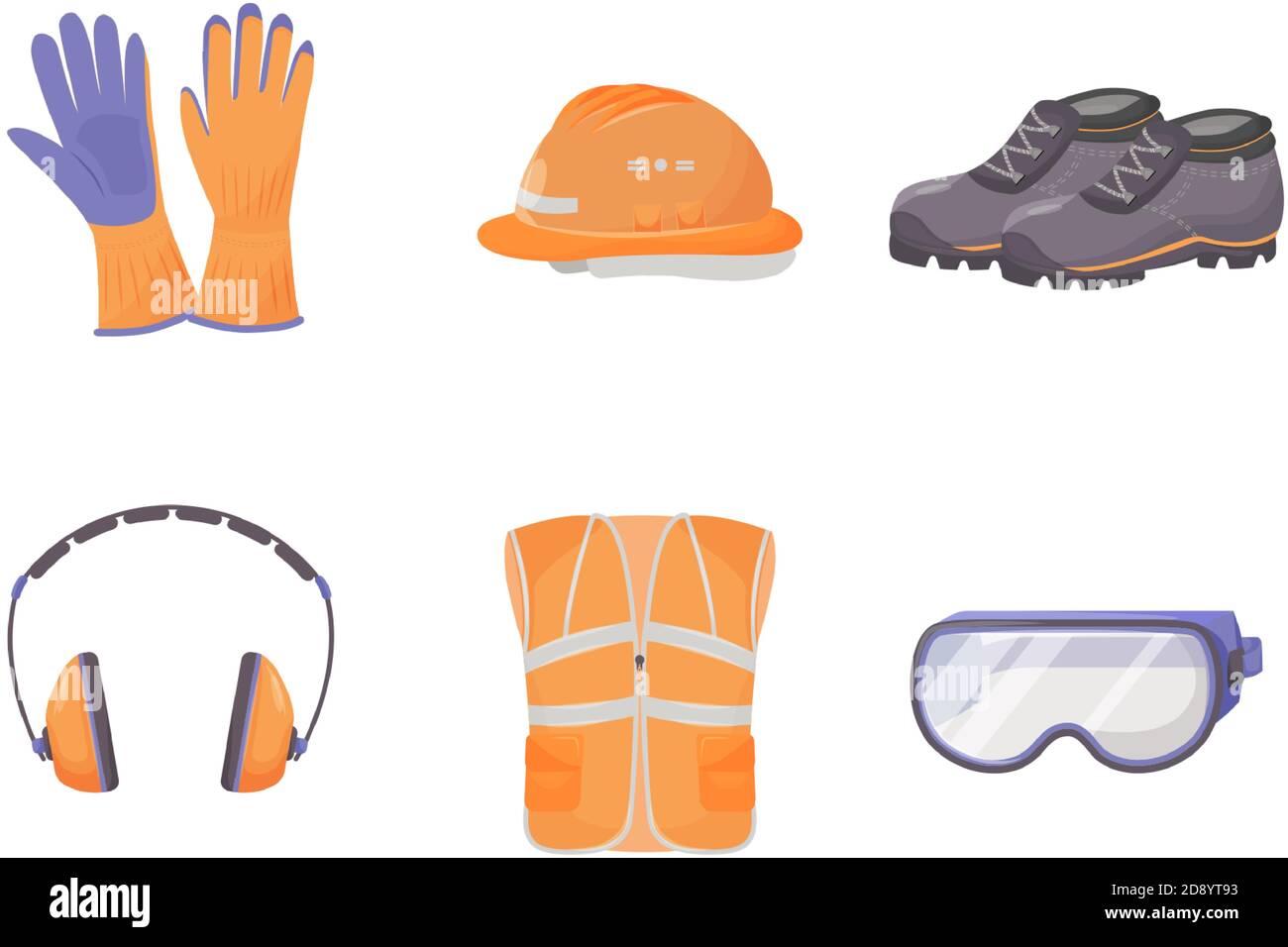 Industrial protective equipment flat color vector objects set Stock ...