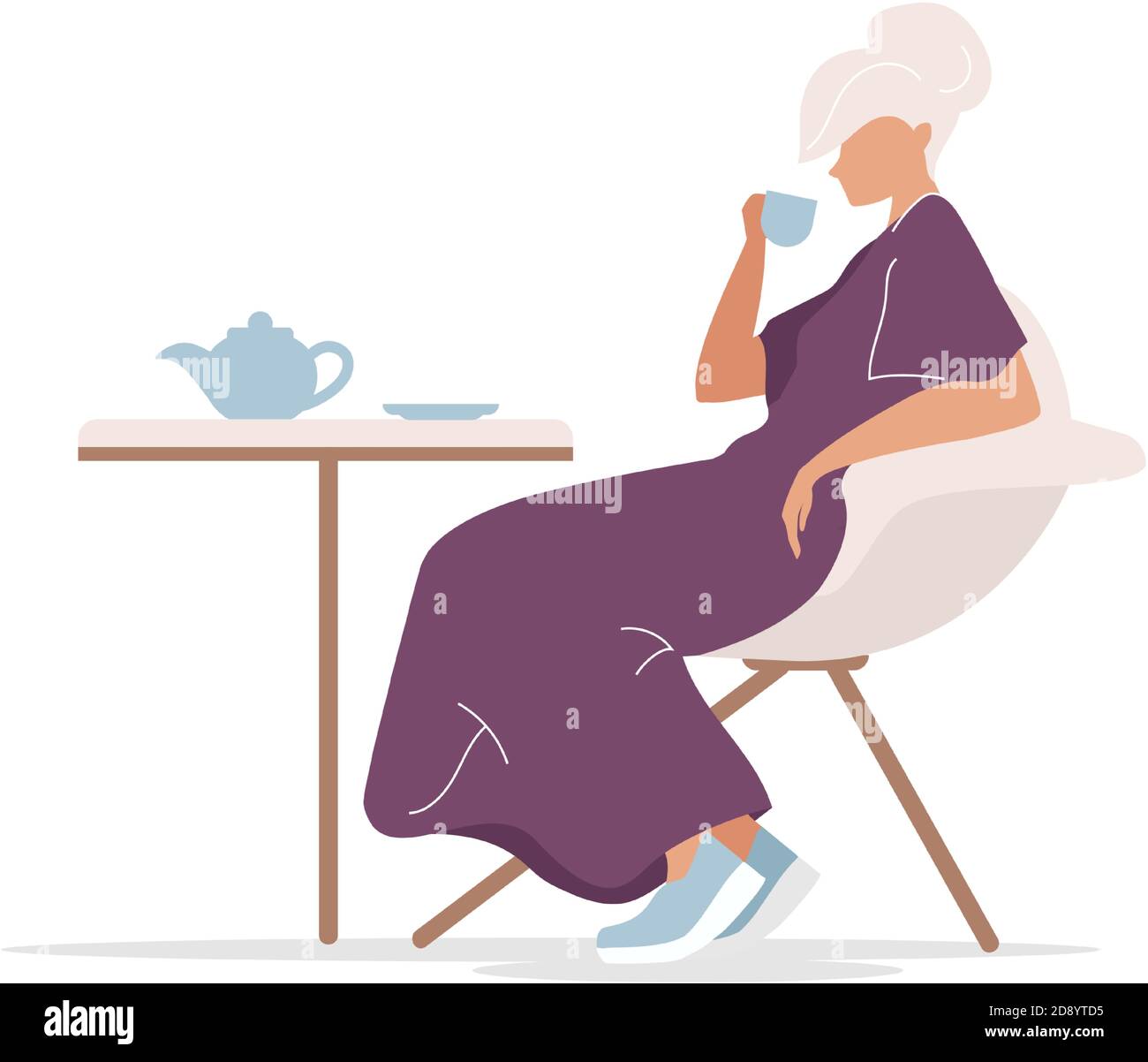 Woman drinking tea flat color vector faceless characters Stock Vector ...