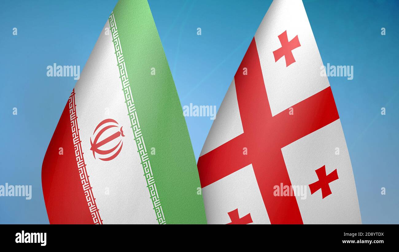 Iran and Georgia two flags Stock Photo - Alamy