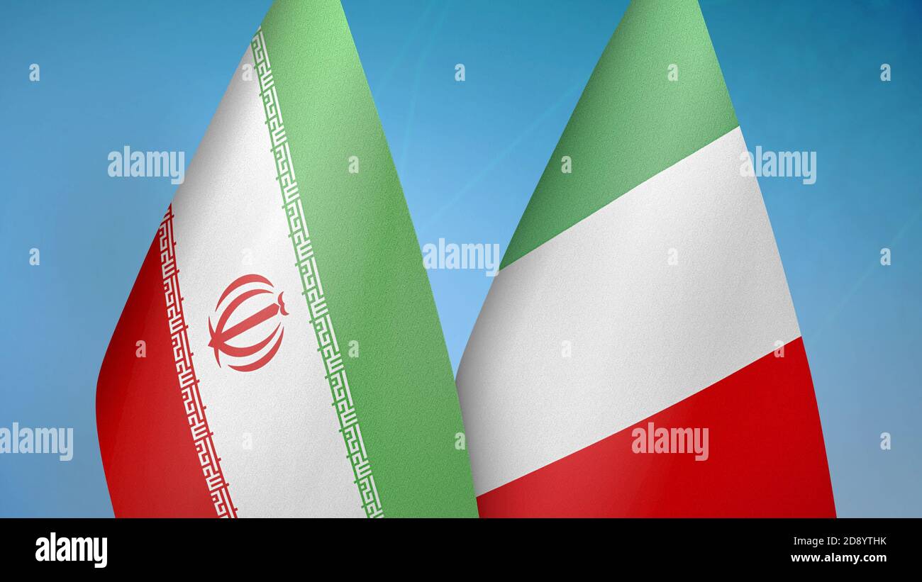 Iran and Italy two flags Stock Photo - Alamy
