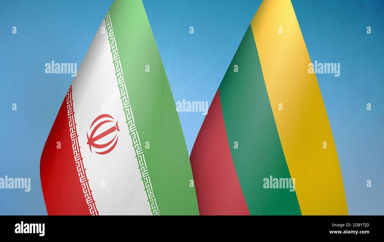 Iran and Lithuania two flags Stock Photo - Alamy
