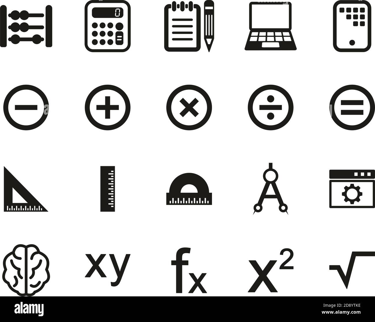 Math Or Math Science Icons Black & White Set Big Stock Vector Image ...
