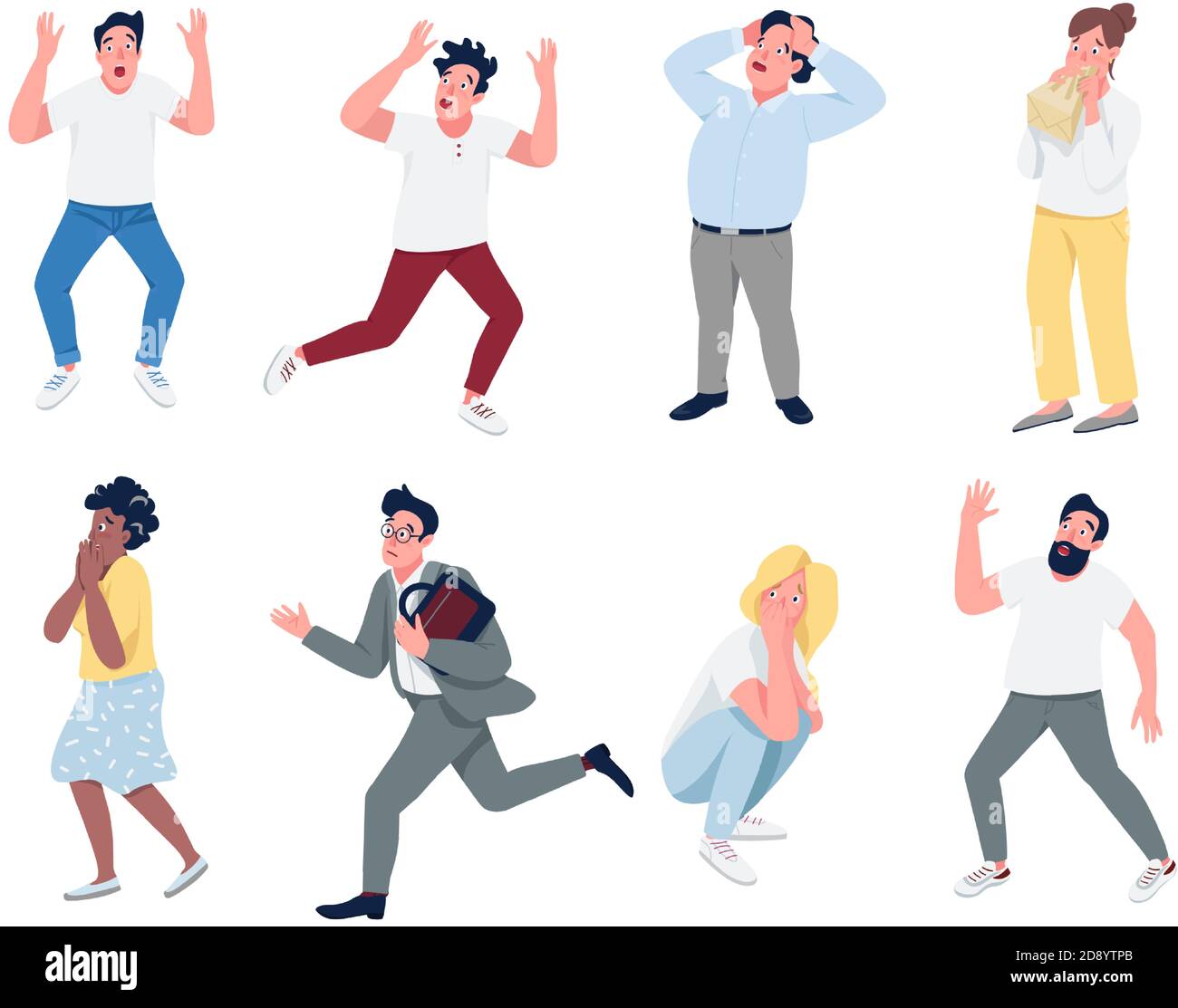 People in panic flat color vector detailed characters set Stock Vector Image & Art - Alamy