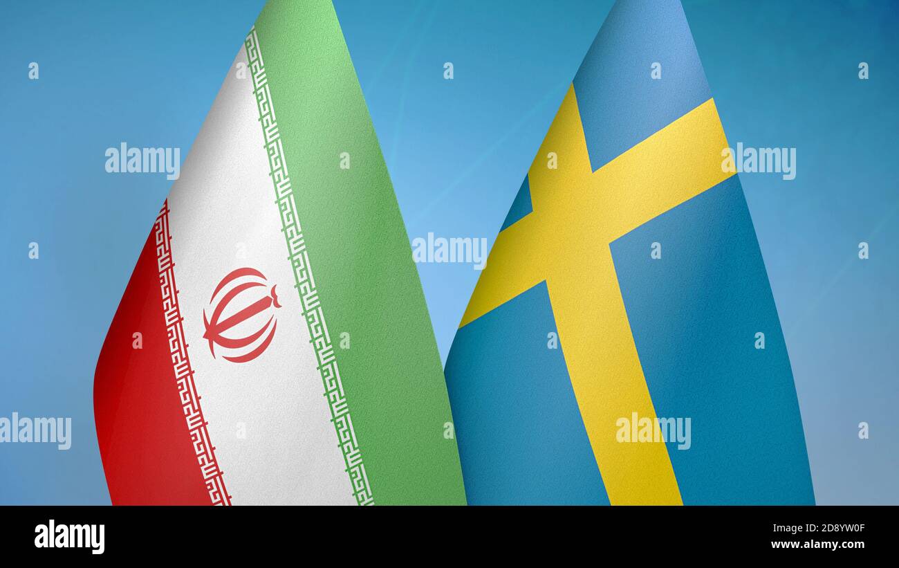 Iran and Sweden two flags Stock Photo - Alamy
