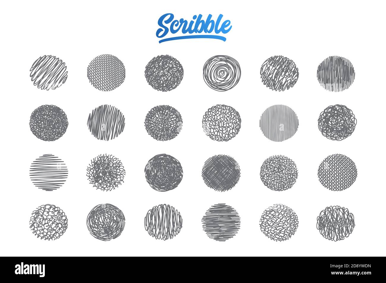 Hand drawn scribble set pattern background with blue lettering in ...