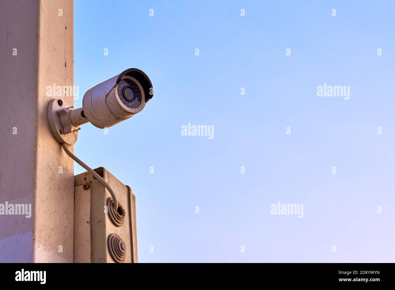 Security and video control CCTV camera, close up. Surveillance and ...