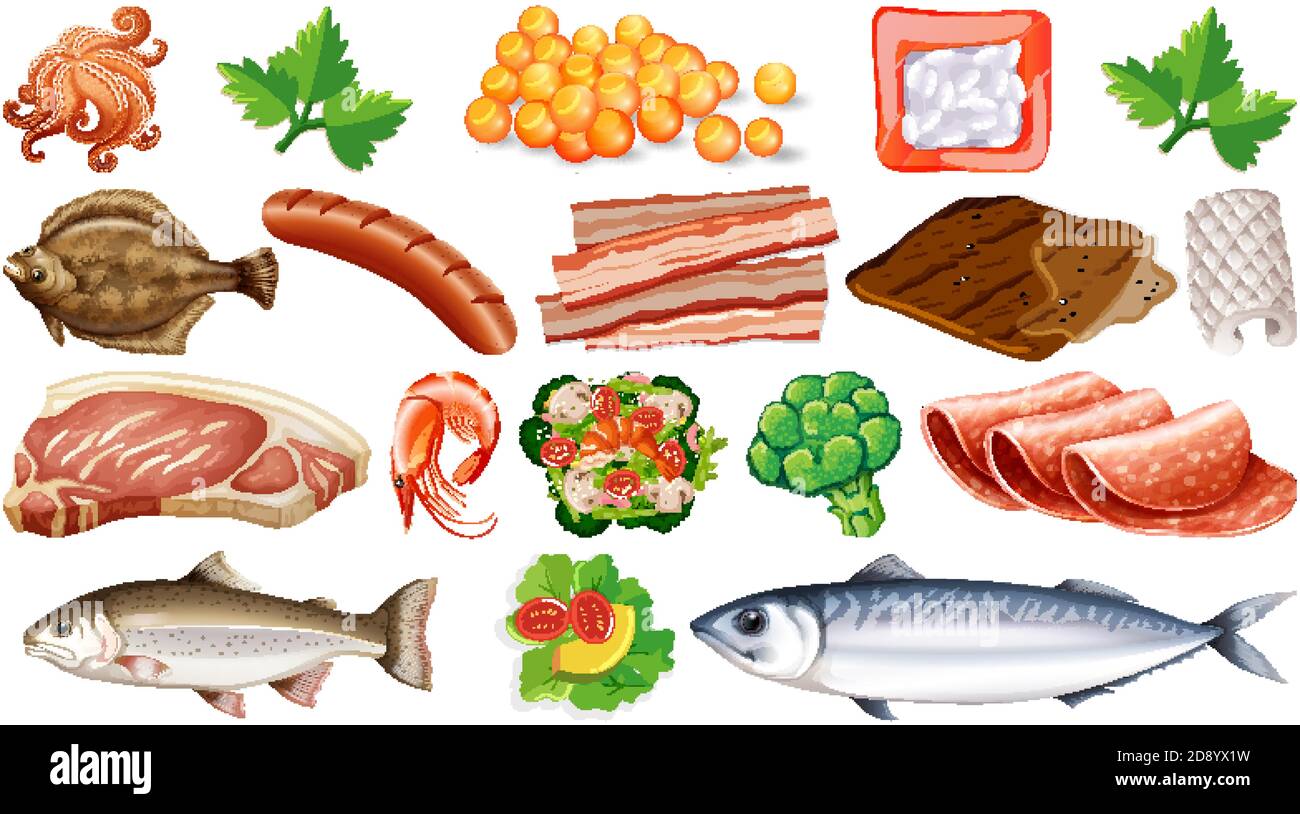 Set of fresh food ingredients illustration Stock Vector Image & Art - Alamy