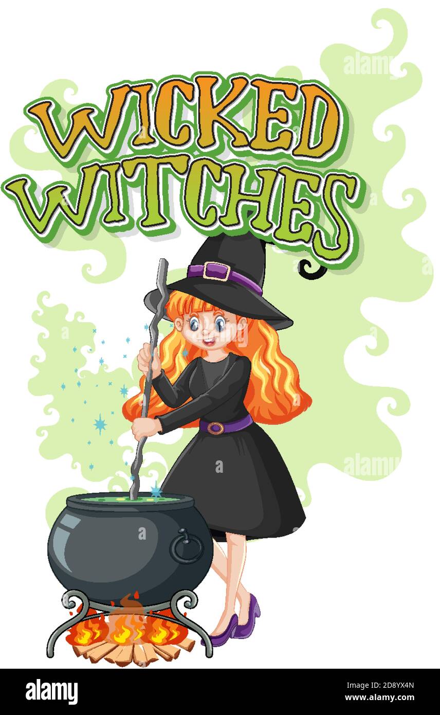 Wicked witches logo on white background illustration Stock Vector Image ...