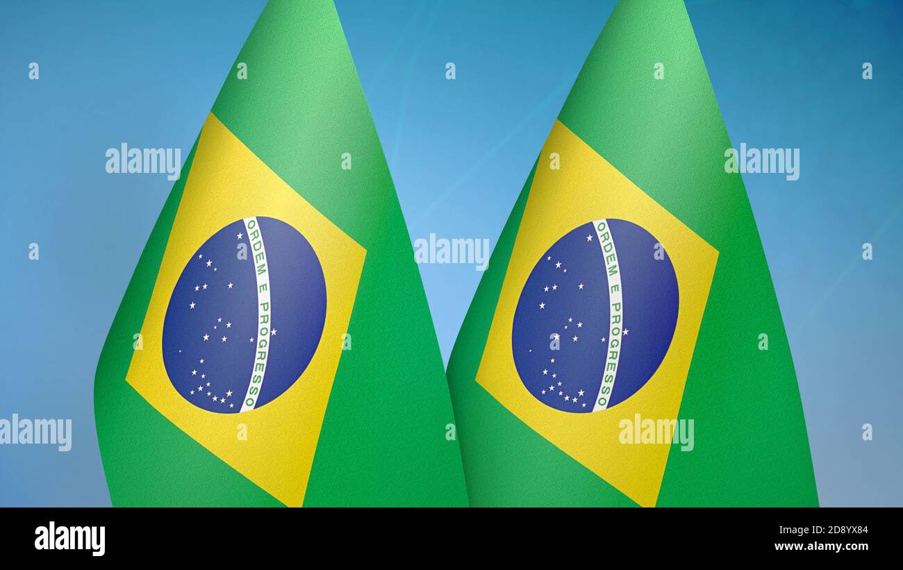 Brazil two flags blue background Stock Photo - Alamy
