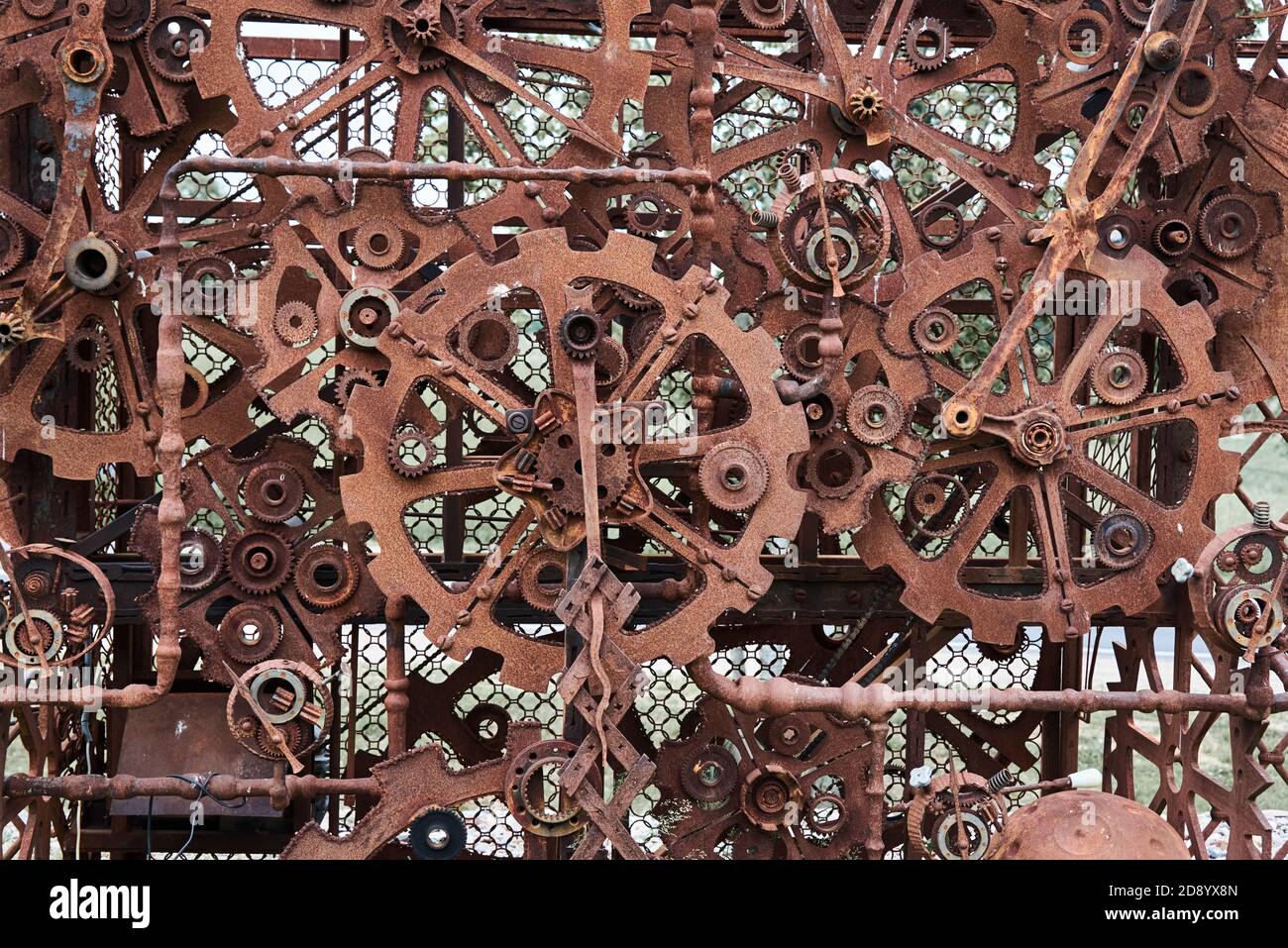 Rusty iron mechanical parts and gear wheels background. Steampunk ...