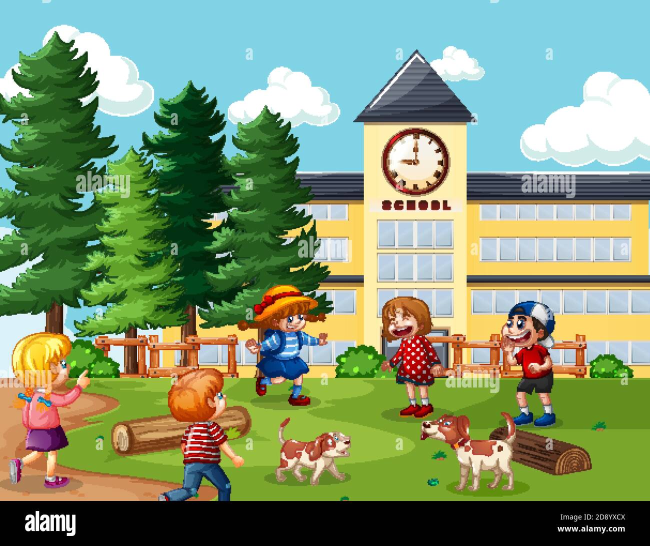 Children in the school scene illustration Stock Vector Image & Art - Alamy