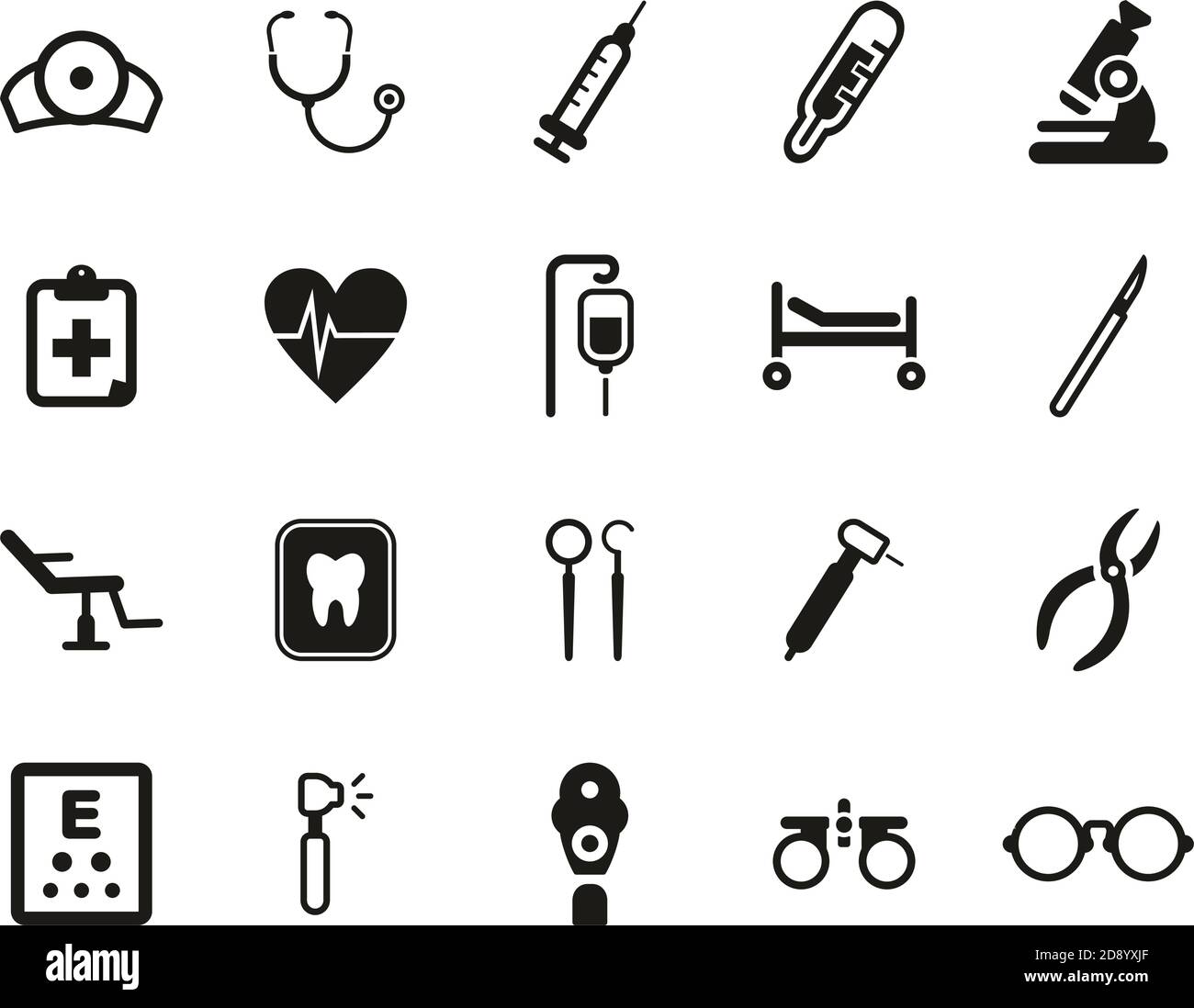Medical Equipment Icons Black & White Set Big Stock Vector Image & Art ...