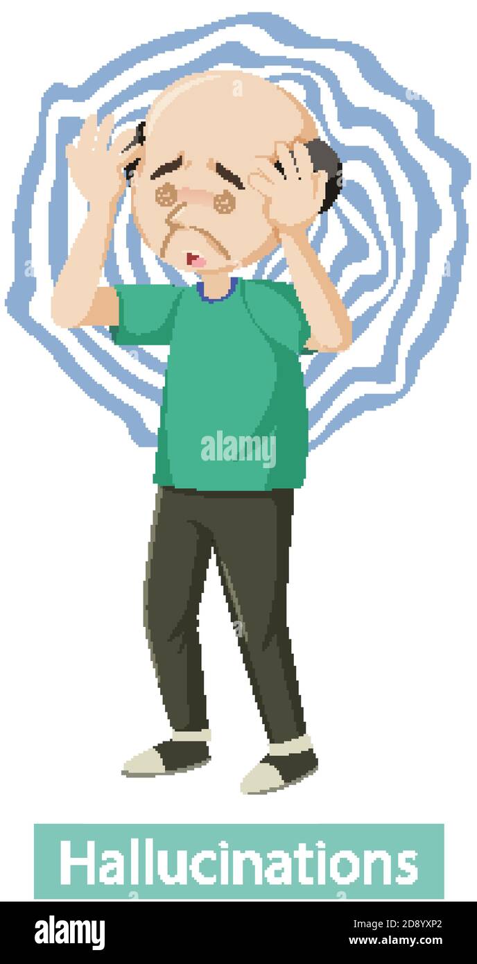 Medical poster showing hallucinations symptoms illustration Stock ...