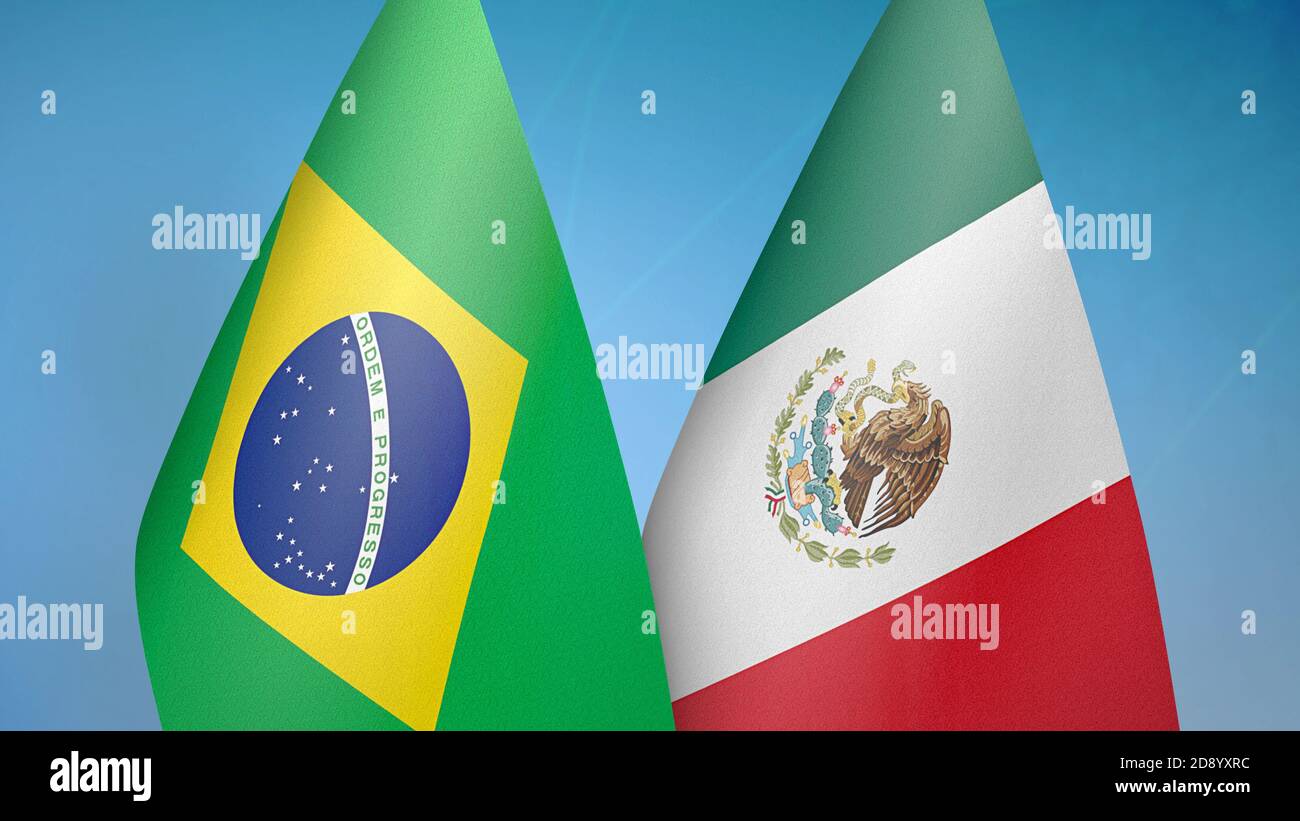 Brazil and Mexico two flags Stock Photo - Alamy