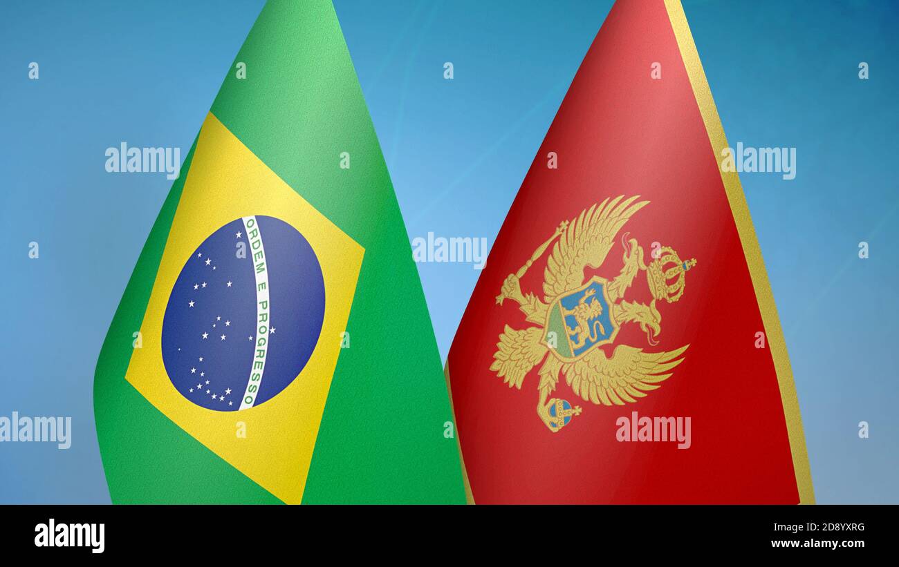 Brazil and Montenegro two flags Stock Photo - Alamy
