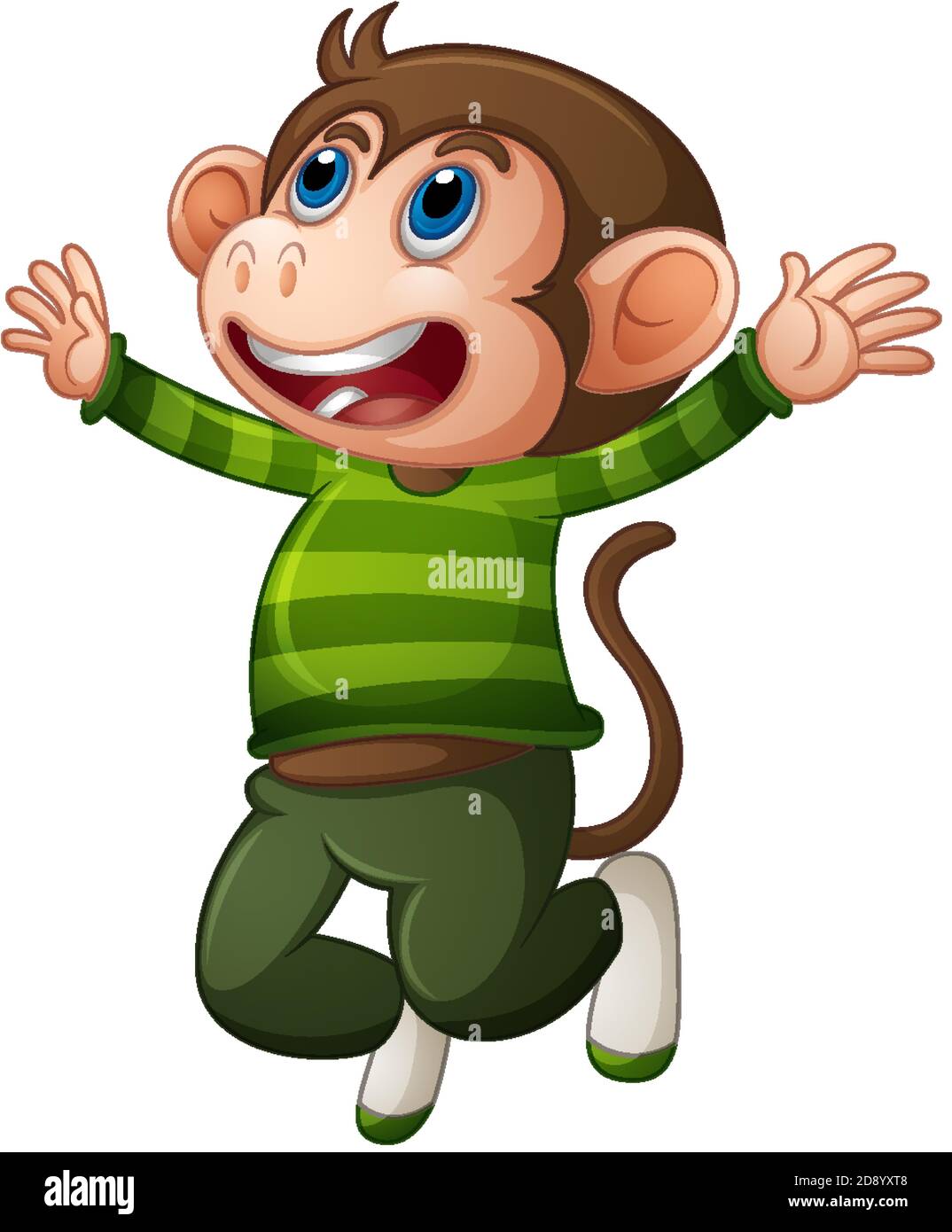 A cute monkey wearing t-shirt cartoon character isolated on white ...