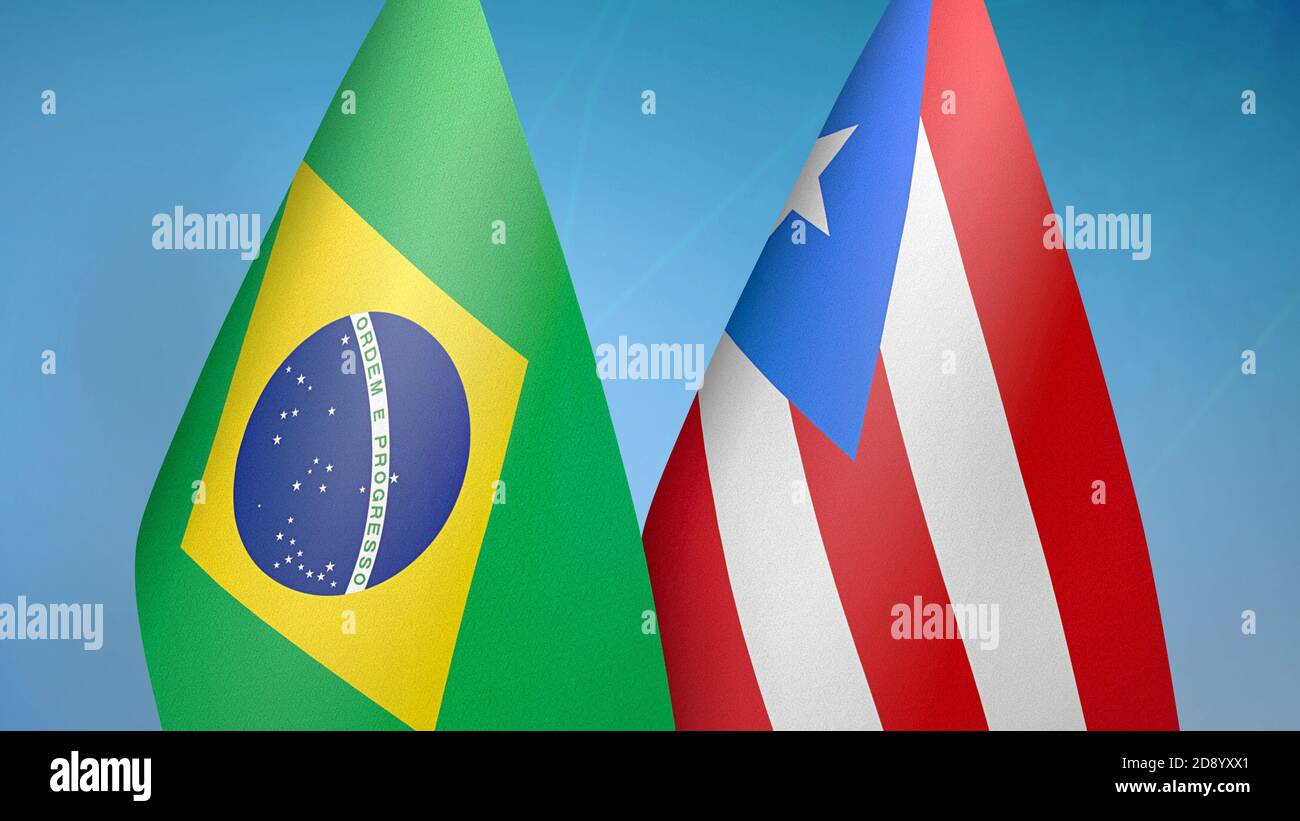 Brazil and Puerto Rico two flags Stock Photo - Alamy