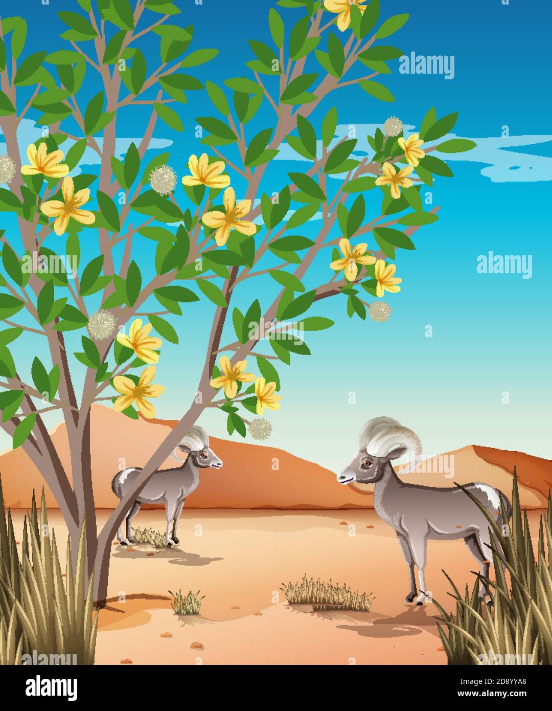 Wild desert landscape at daytime scene illustration Stock Vector Image ...