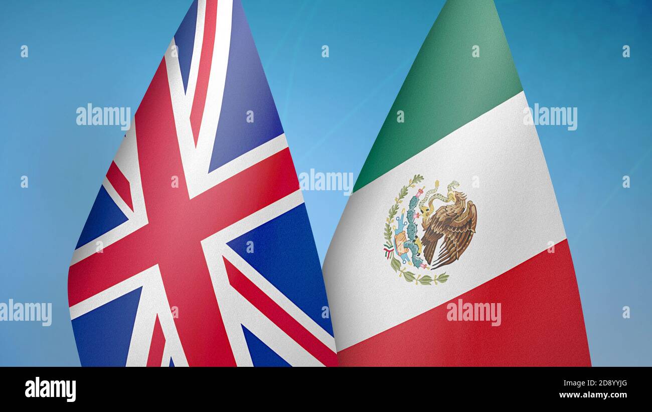 United Kingdom and Mexico two flags Stock Photo - Alamy