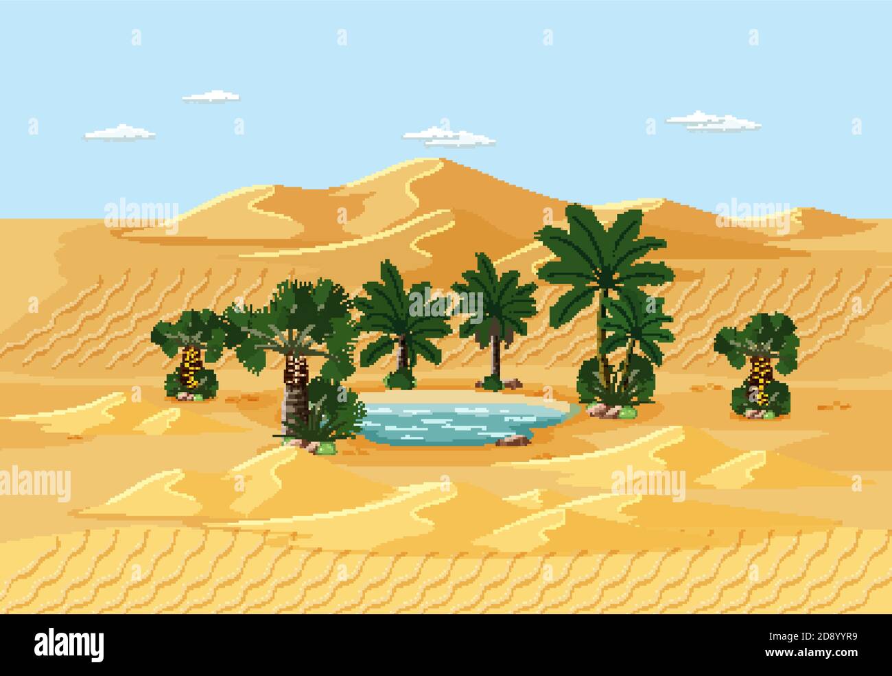 Desert landscape with nature tree elements scene illustration Stock ...