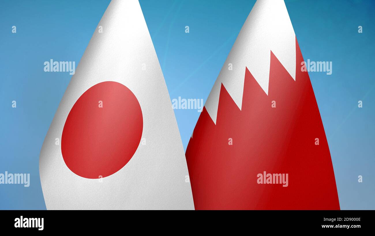Japan and Bahrain two flags Stock Photo - Alamy