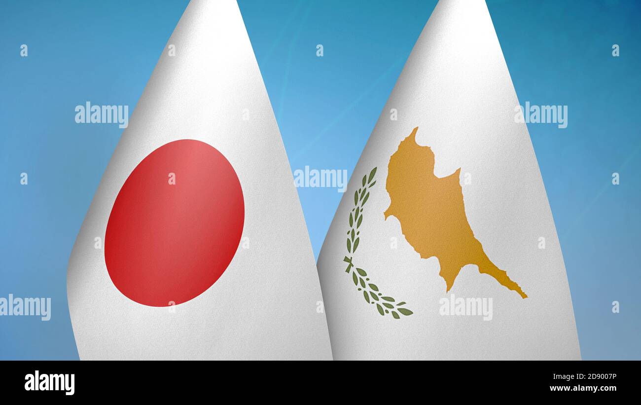 Japan and Cyprus two flags Stock Photo - Alamy