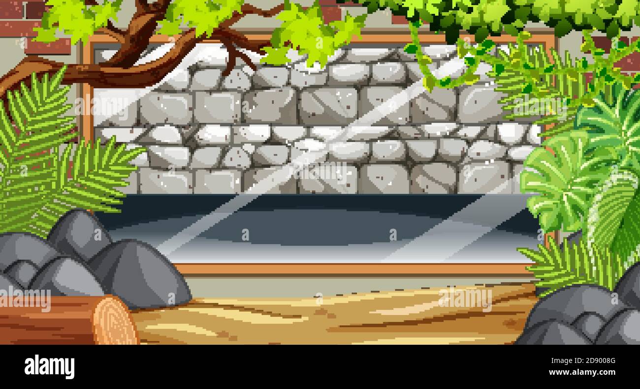Blank stone wall in the zoo scene illustration Stock Vector Image & Art ...