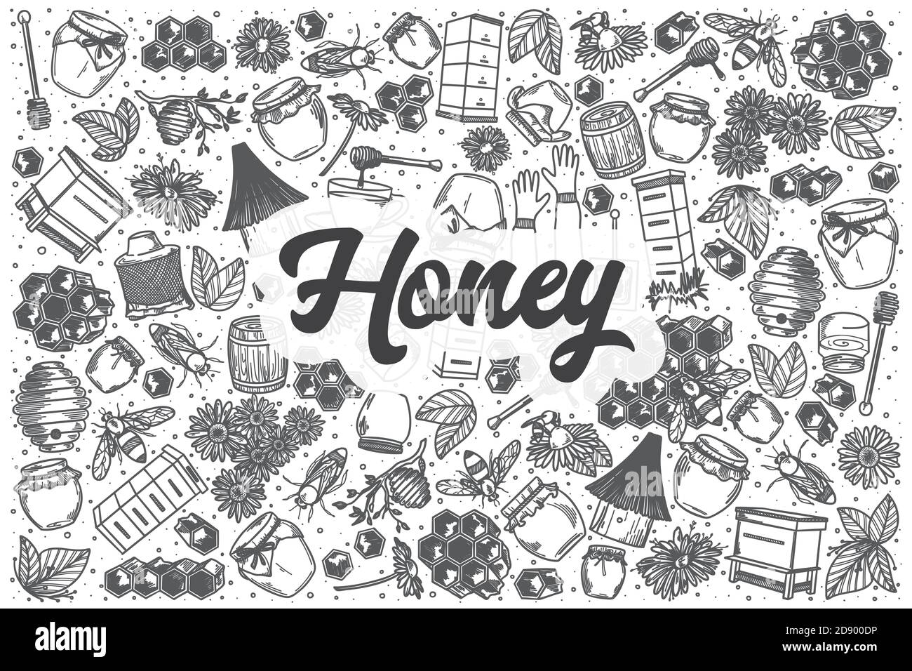 Honey jar hand drawn Cut Out Stock Images & Pictures - Alamy