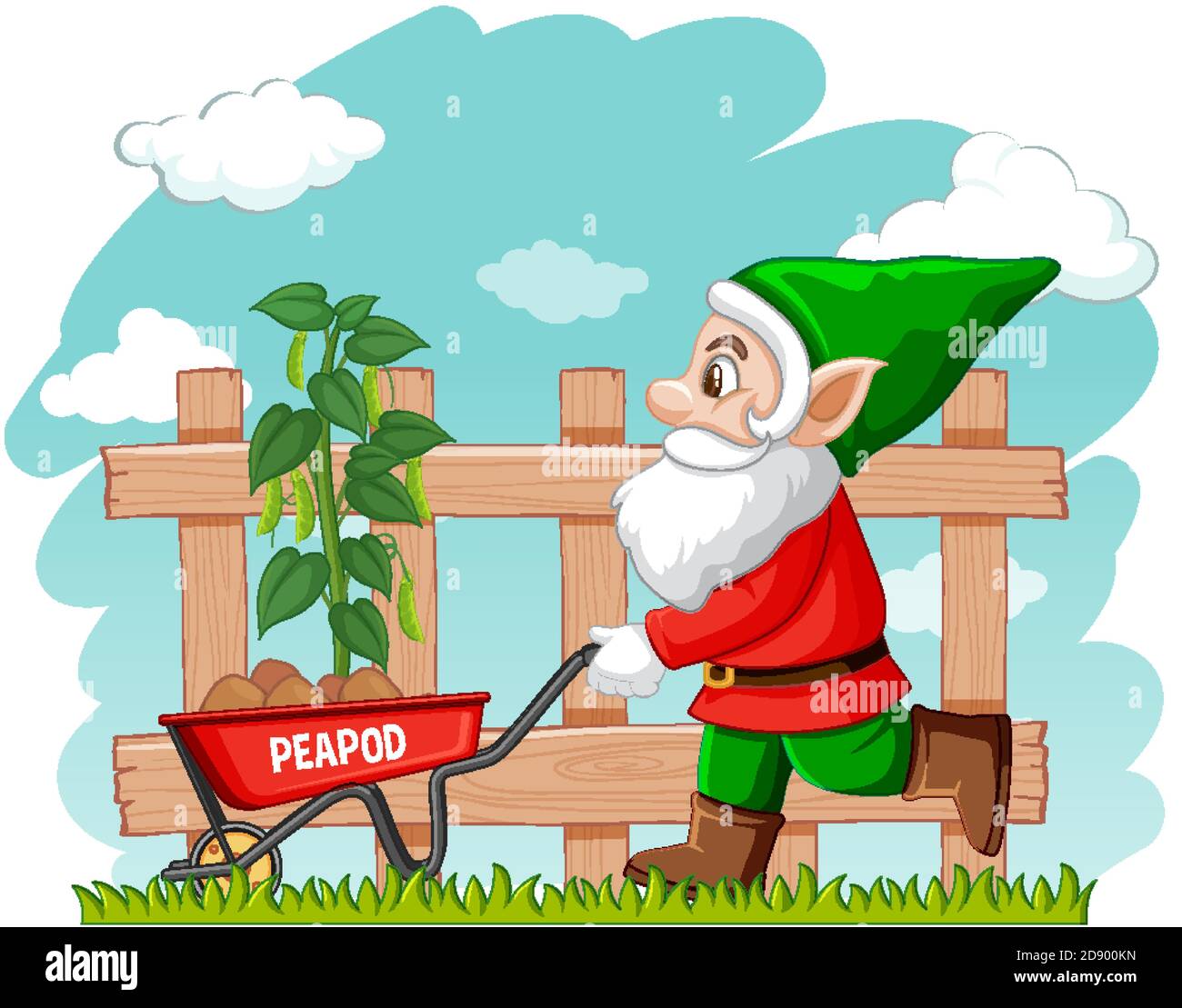 Gardening gnome with wheelbarrow illustration Stock Vector Image & Art ...