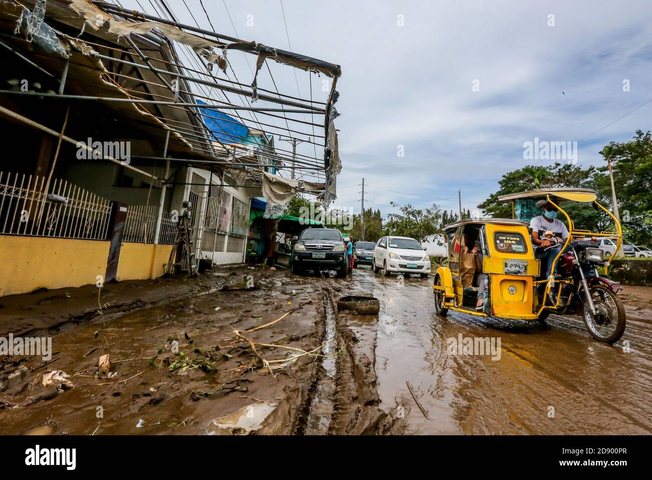 Batangas Province, Philippines. 2nd Nov, 2020. A street is seen covered ...