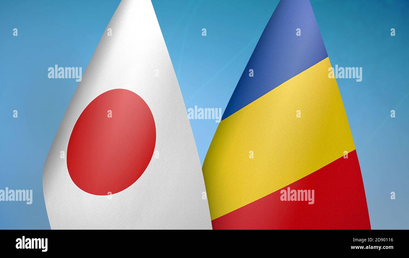 Japan and Romania two flags Stock Photo - Alamy