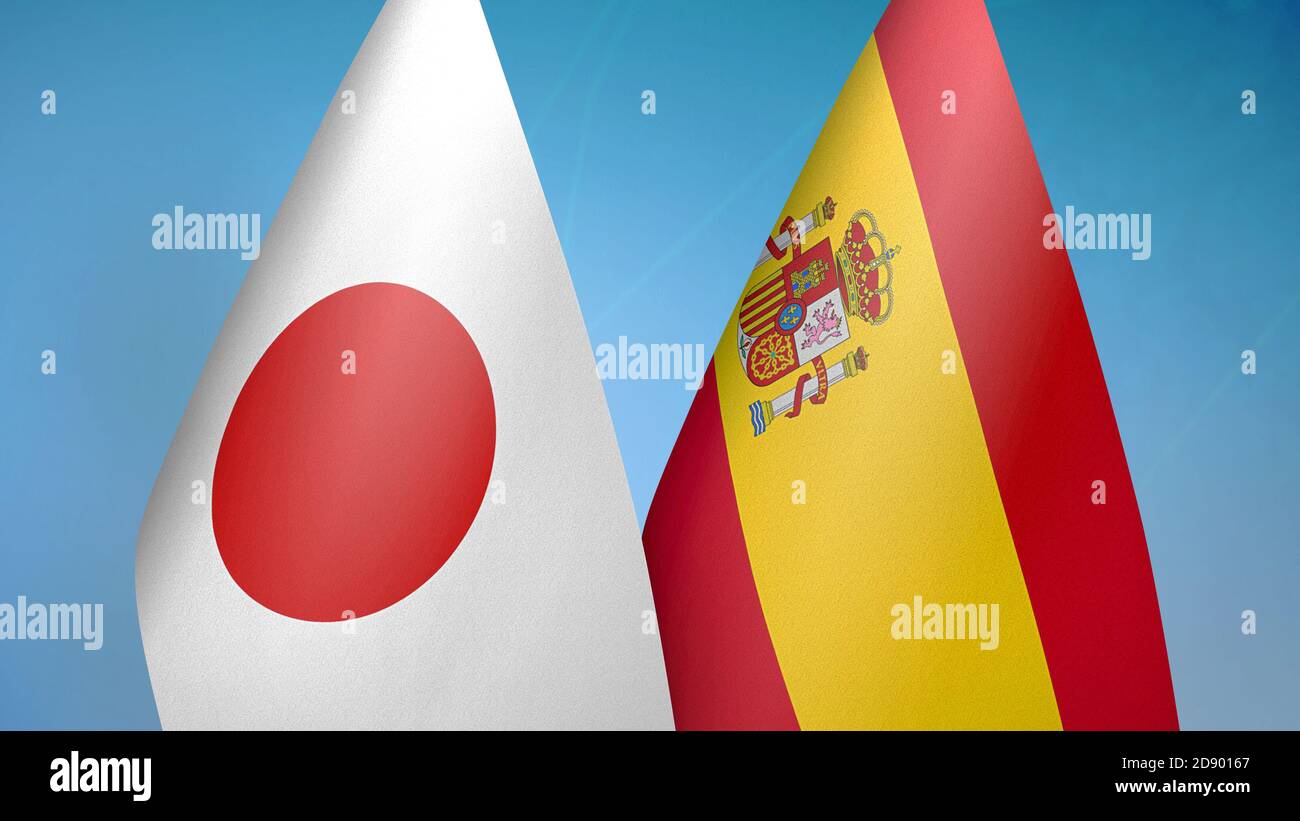 Japan and Spain two flags Stock Photo - Alamy