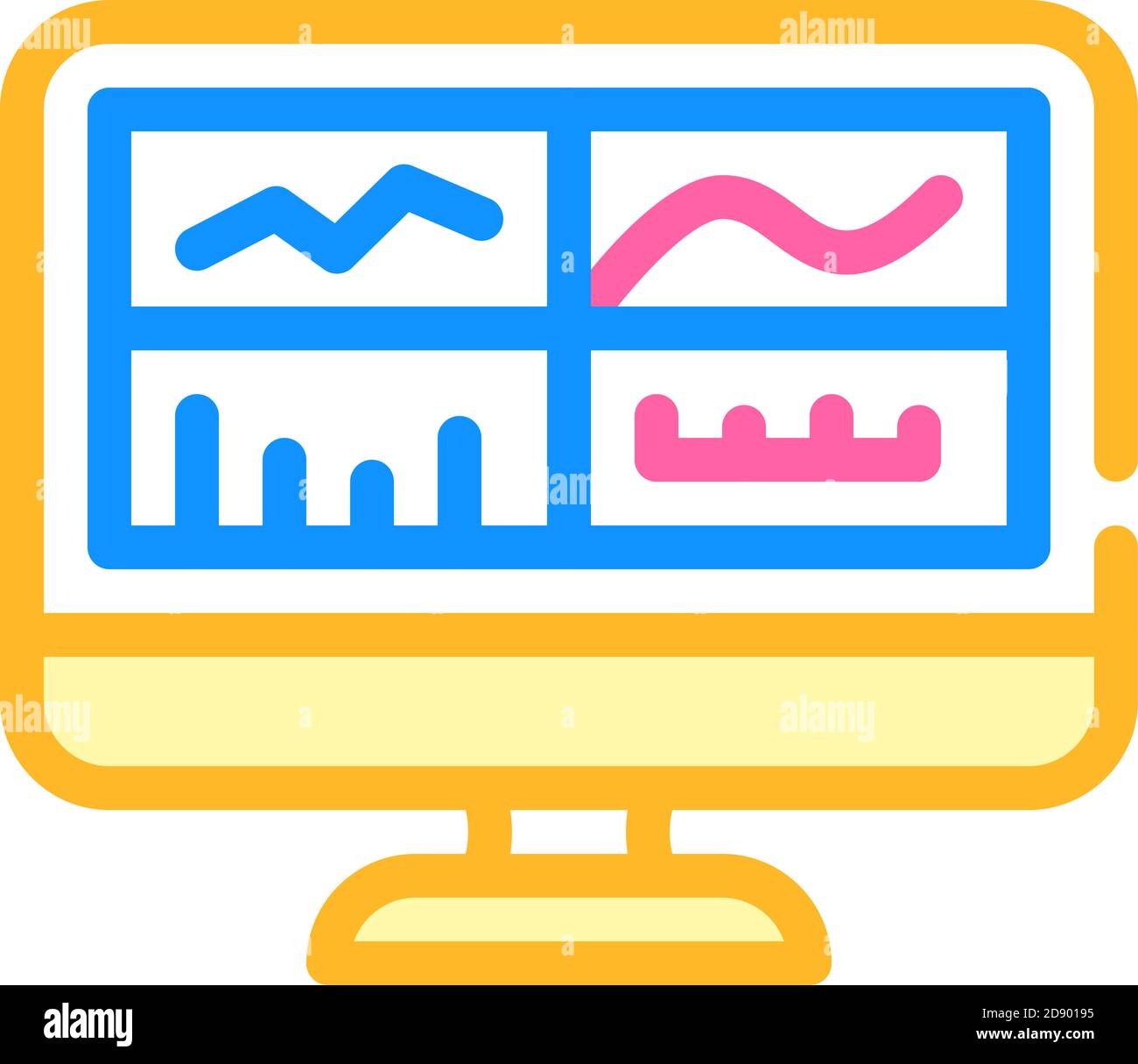 testing graphs on computer screen color icon vector illustration Stock ...