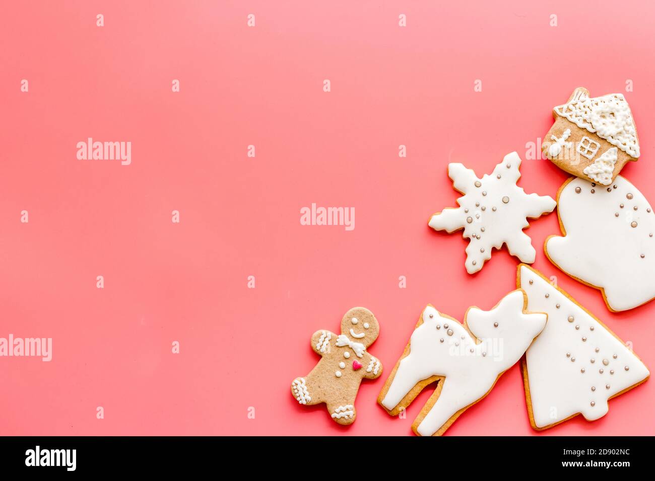 Flat lay of icing gingerbread cookies, top view Stock Photo - Alamy