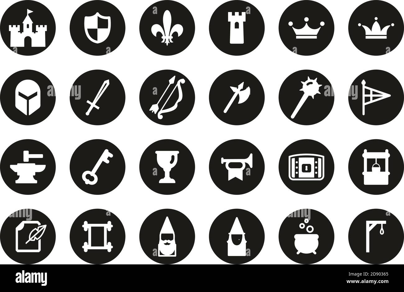 Medieval Castle Icons White On Black Flat Design Circle Set Big Stock Vector Image & Art - Alamy